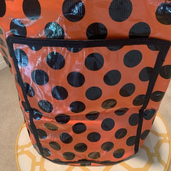 Mainstreet Collection | Bags | Msc Orange And Black Polka Dot Tote Bag ...